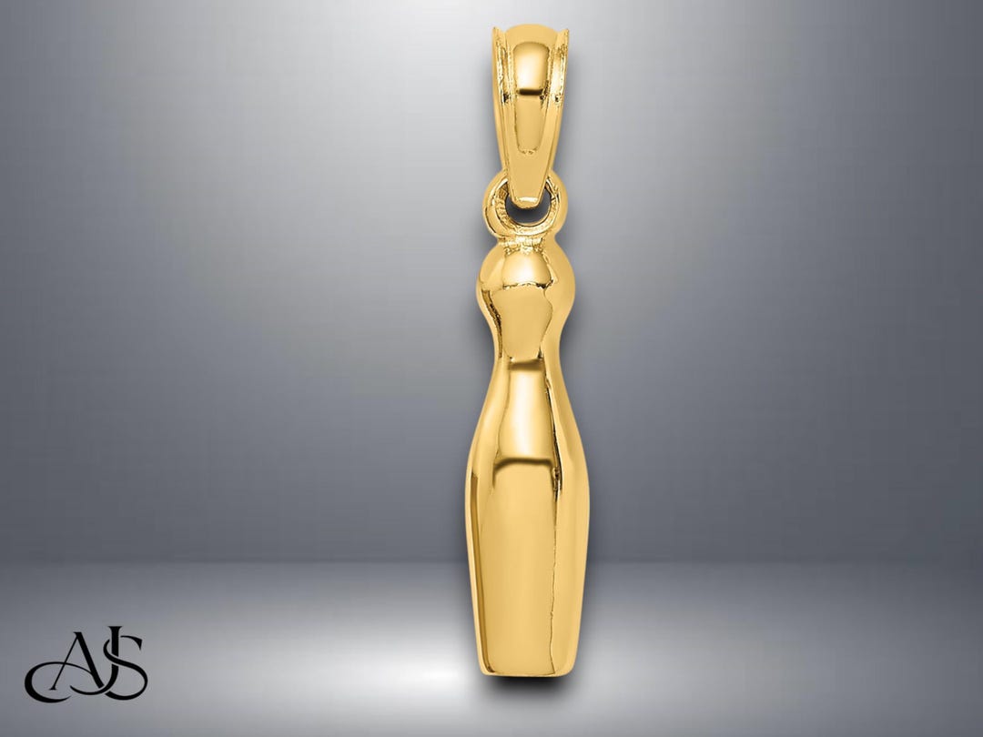 14K Yellow Gold 3D Bowling Pin Charm: Necklace Options - Etsy