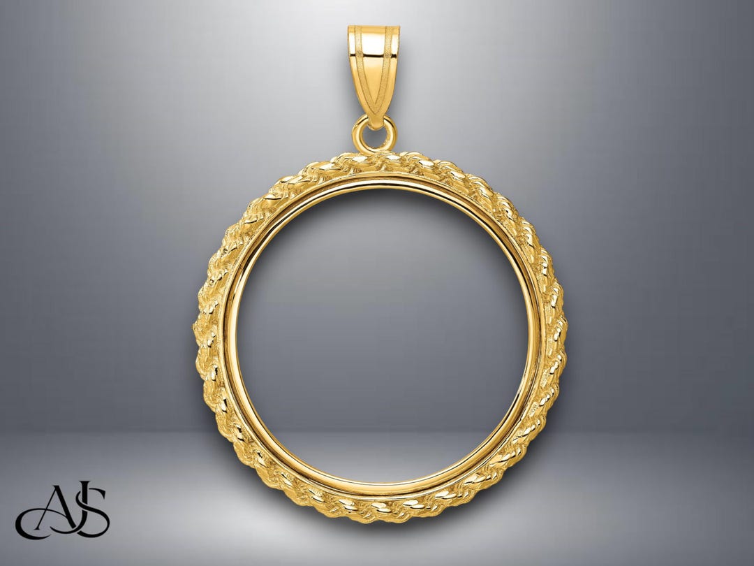 14K Yellow Gold Rope Coin Bezel Pendant - Fits Panda & Eagle Coins - Etsy