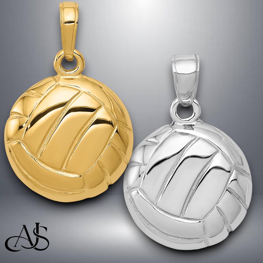 14K Yellow Gold or White Gold Volleyball Pendant With Necklace Chain ...