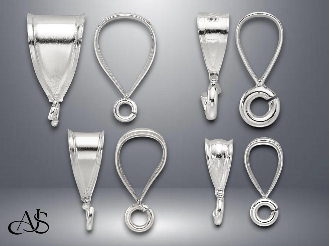 Sterling Silver V Shape Bail With Attached Jump Ring in 7 Sizes - Etsy