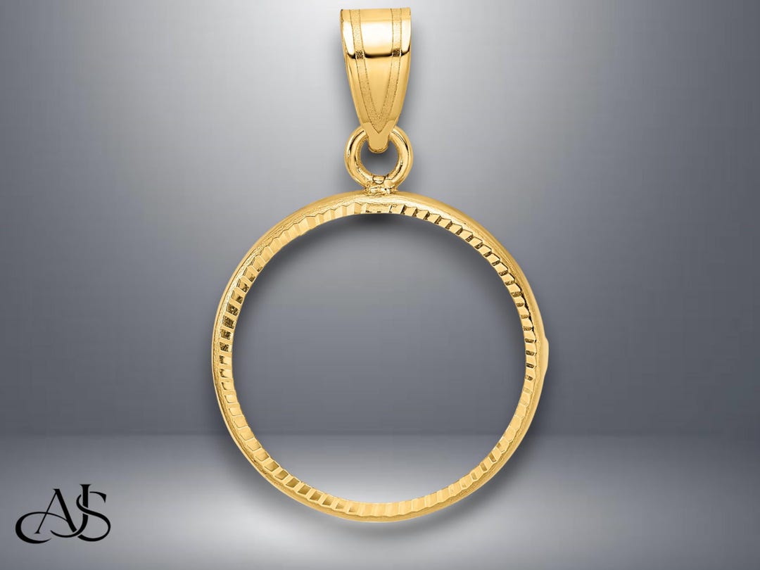14K Gold Coin Bezel Pendant Mounting - Diamond-cut Rim - Etsy