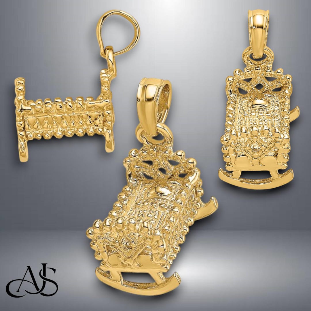 14K Yellow Gold 3D Baby Cradle Charm With Necklace Chain Options - Etsy