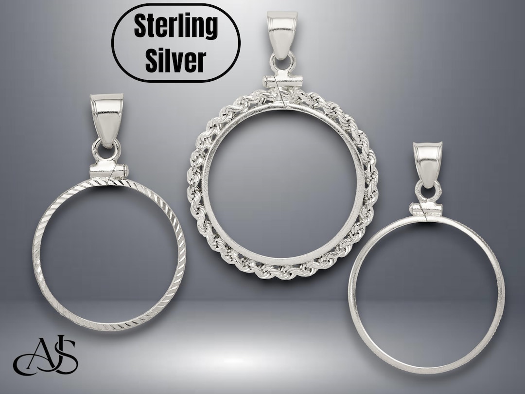 Sterling Silver Coin Bezel Pendants - Screw-top - Plain - Diamond-cut ...