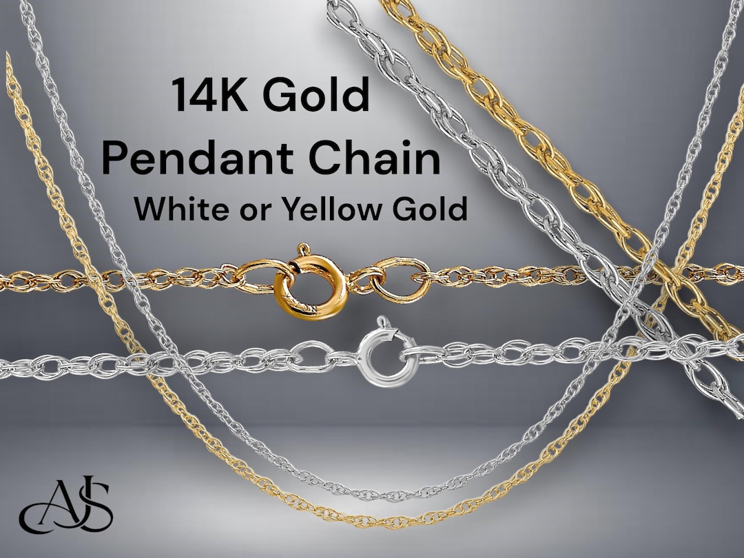 14K Gold Cable-rope Pendant Chain: Yellow or White Gold Necklace - Etsy