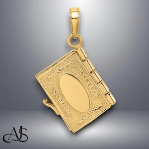 14K Yellow Gold 3D Ten Commandments Bible Pendant With Necklace Chain ...