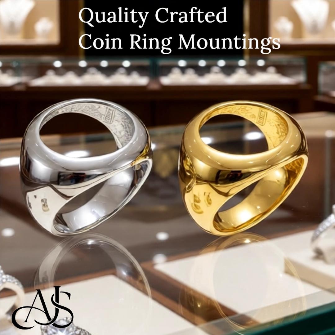 Coin Frame Bezel Ring Mounting in 10K/14K/18K Yellow Gold and Sterling ...