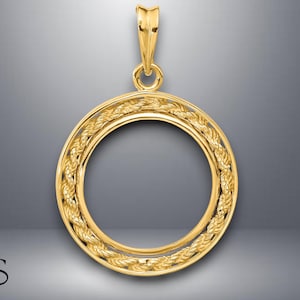 14K Gold Coin Bezel Mounting Pendant - 19 Sizes - Solid Gold - for ...