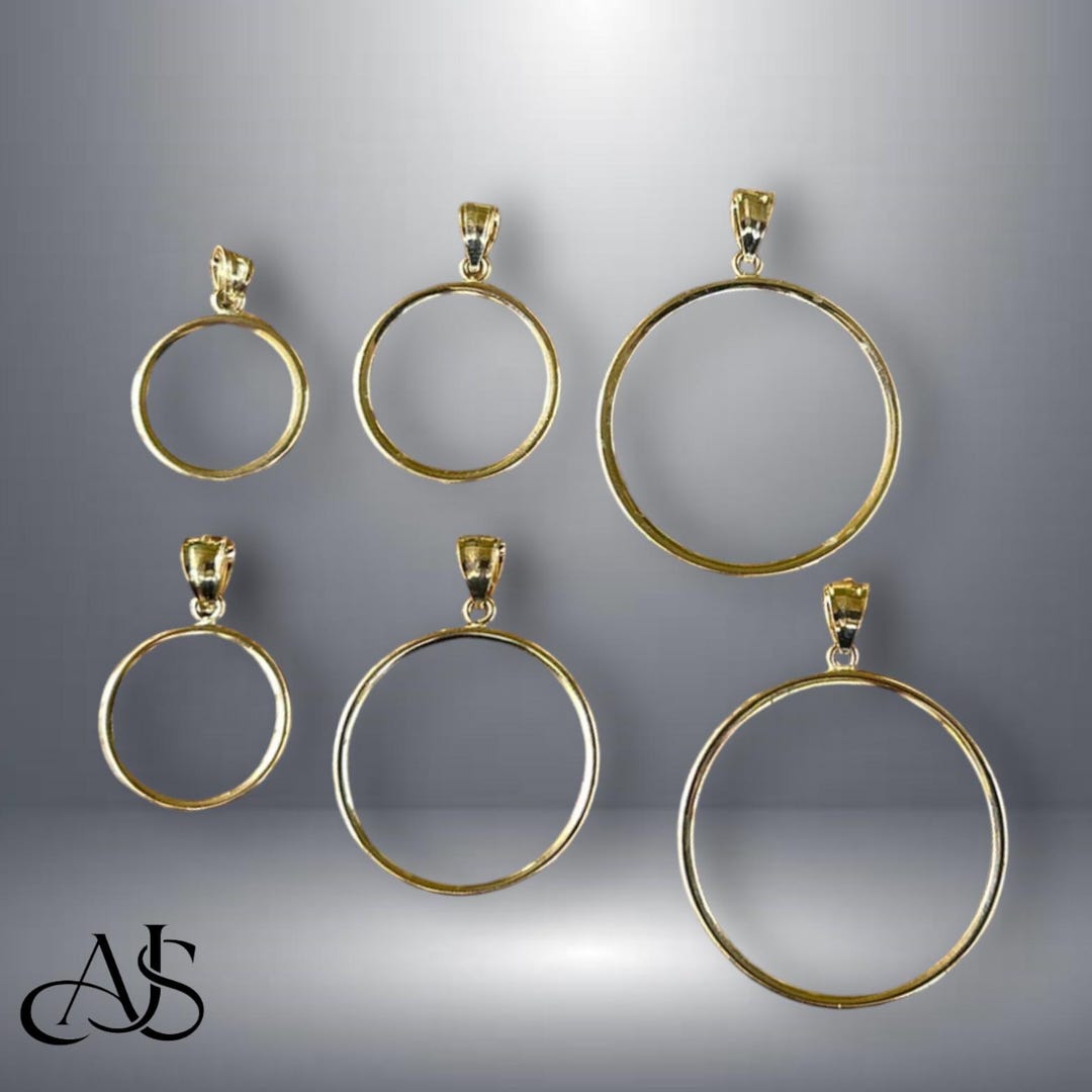 14K Gold Coin Bezel Pendant: Polished Prong Frame (13mm-39.75mm) - Etsy
