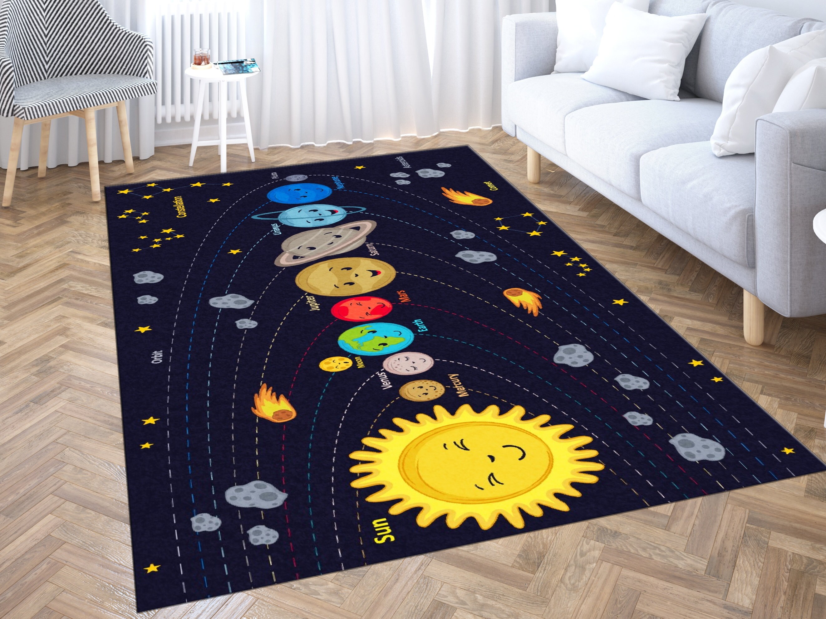 Educational Solar System Area Rug,gift for Kids Room,planet Rug for ...