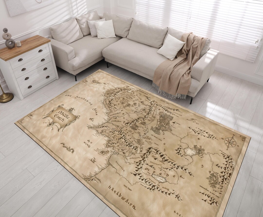The Lord of the Rings Rug, the Middle Earth Map Rug, Lotr Rug,hobbits ...