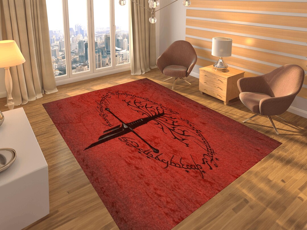 Lord of the Rings Elvish Script Rug: Unique Gift, Moria Gate Design ...