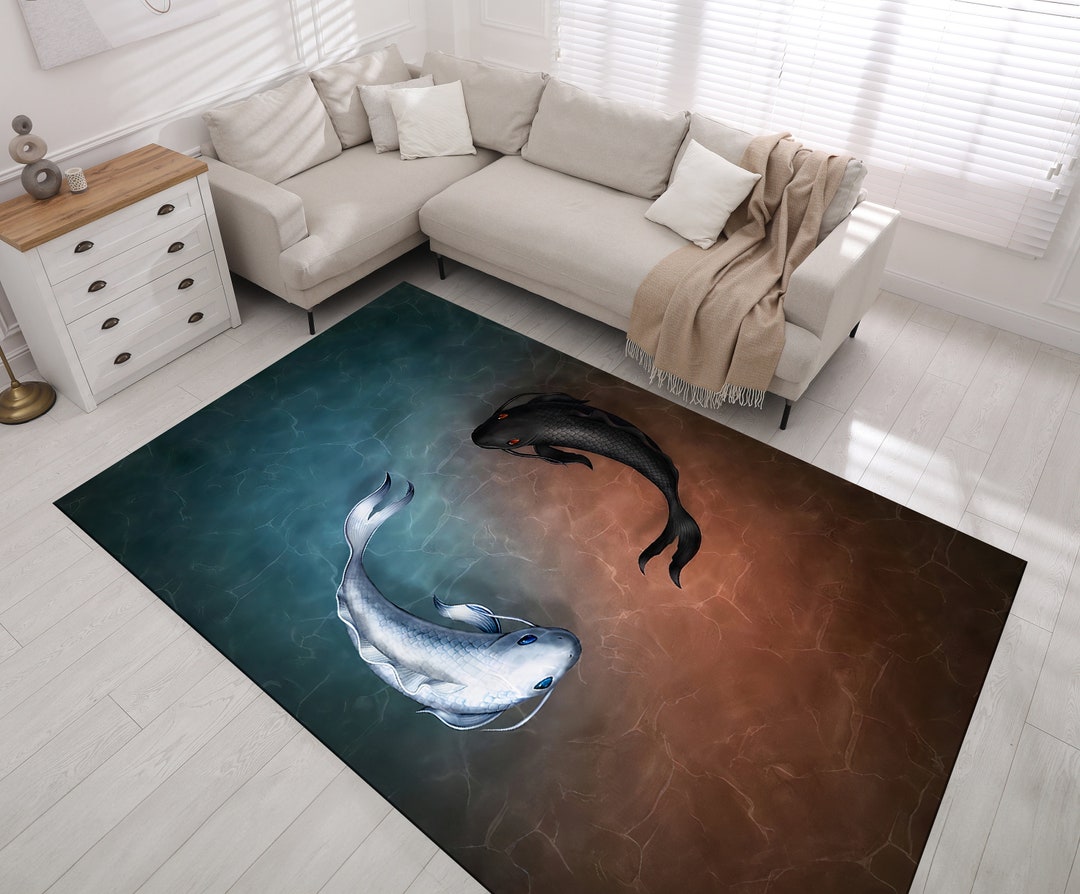 Yin Yang Koi Fish Rug, Washable Non-slip Area Rug - Etsy