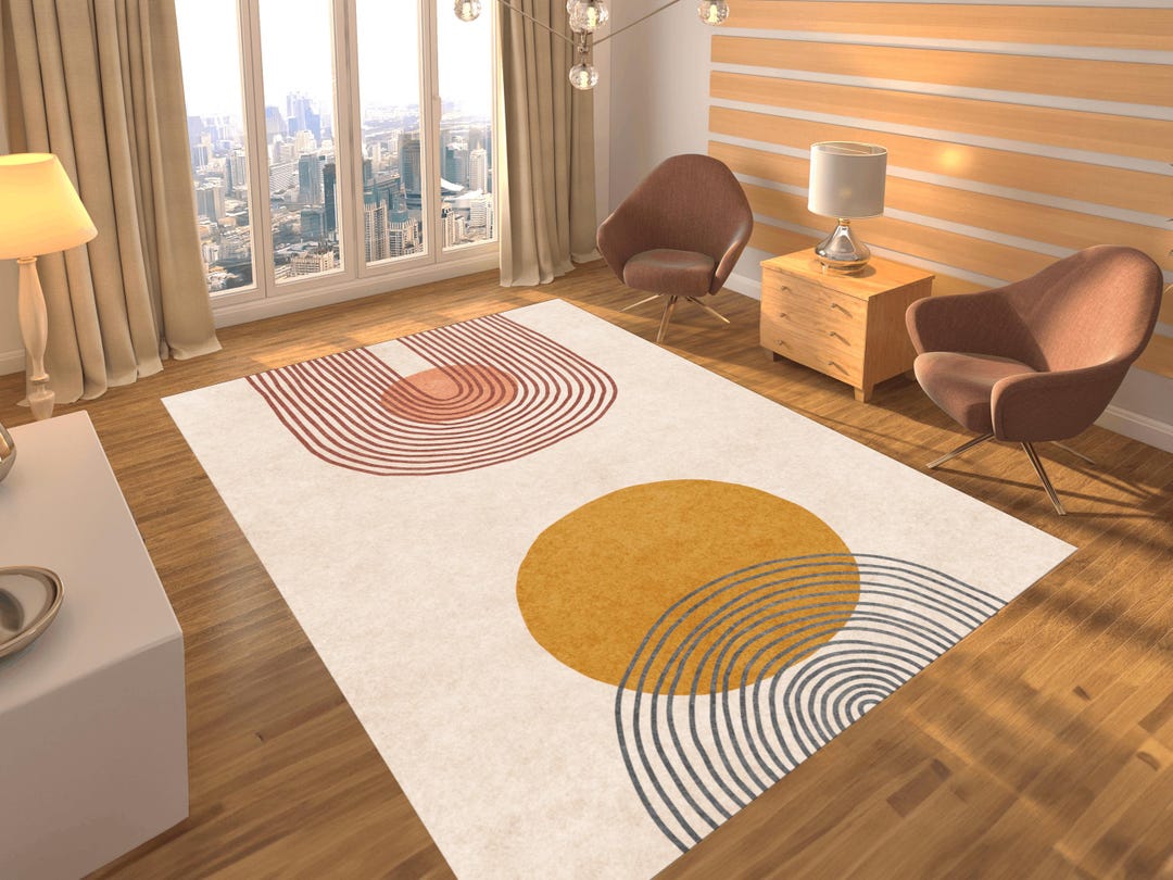 Swirl Pattern Rug: Minimalist Home Statement Rug, Rugged Minimalist ...