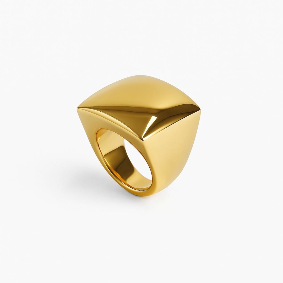 Premium Square Ring | 18k Gold Plated Ring | Expensive Modern Brass ...