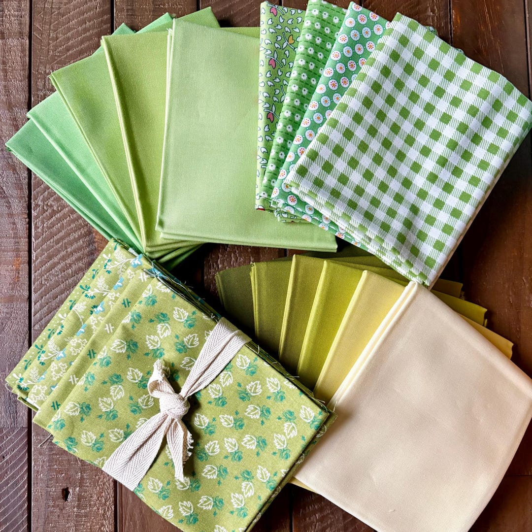 Lori Holt Riley Blake Light / Lime / Olive Green Colorway and Solids ...