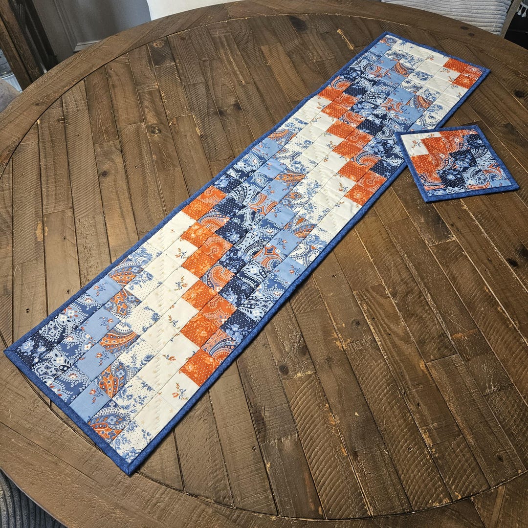 Sunrise Side Quilted Table Runner Bundle With Hot Pad / Potholder ...