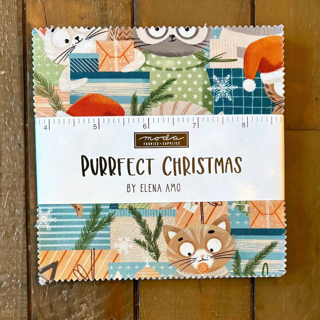 Purrfect Christmas Fabric Collection for Moda: Pre-cut Charm Pack 5 ...