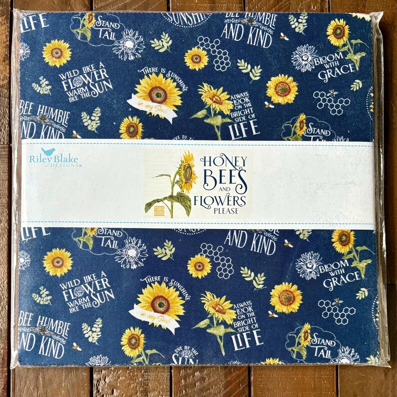 Riley Blake Honey Bees and Flowers Please Pre-cut Fabric Layer Cake, 10 ...