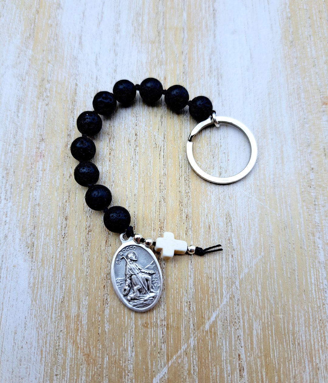 St Rocco Medal, St Rocco Rosary, Saint Rocco Keychain, Patron Saint of ...