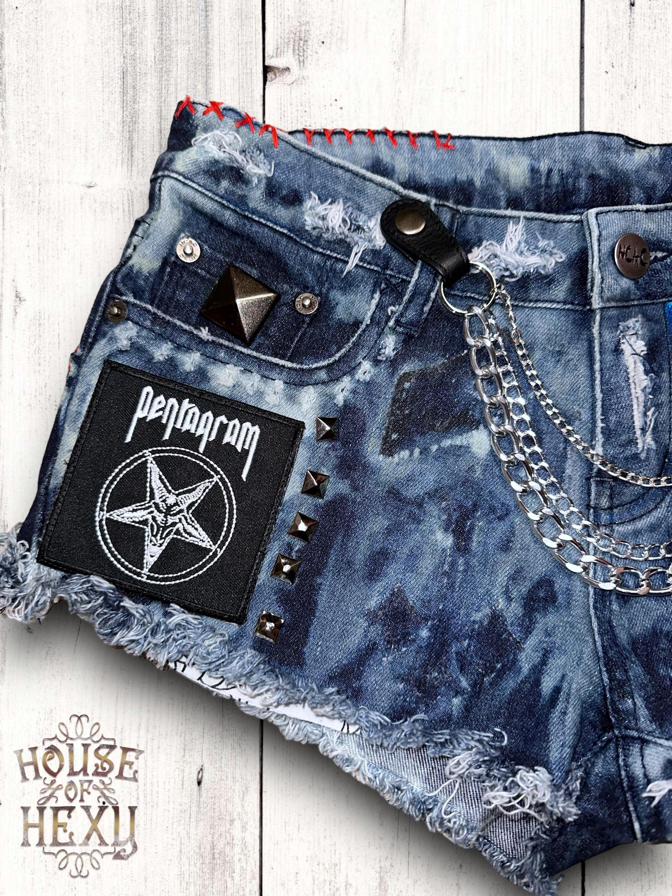 Bleached and Distressed Reworked Vintage Denim Booty Shorts Punk Goth ...
