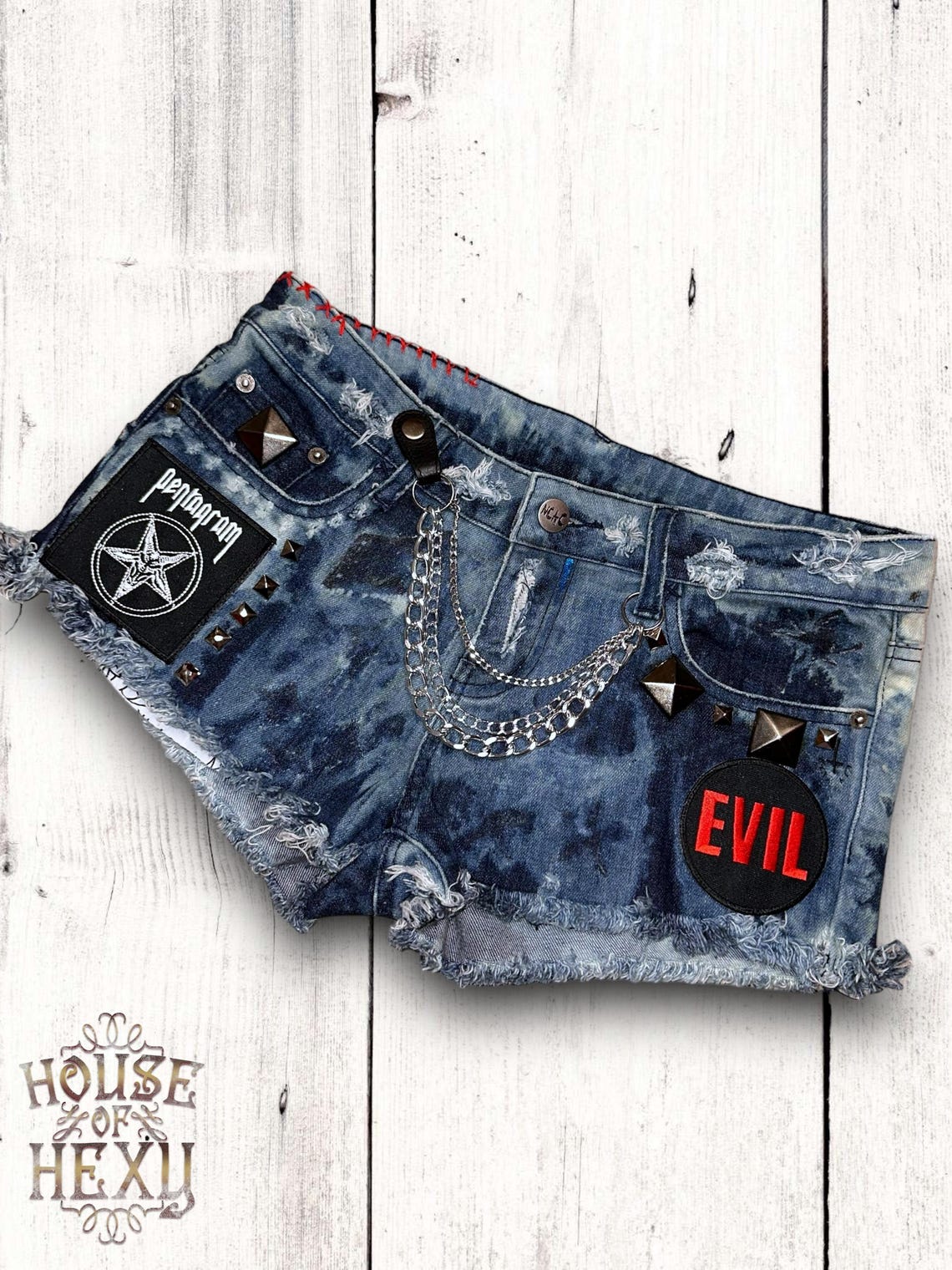 Bleached and Distressed Reworked Vintage Denim Booty Shorts Punk Goth ...