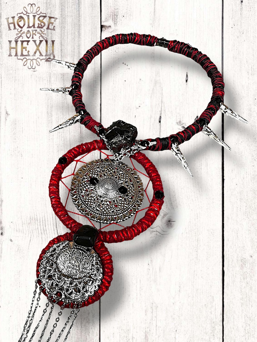 House of Hexy Tribal Fusion Gothic Vampire Choker: Raw Obsidian ...