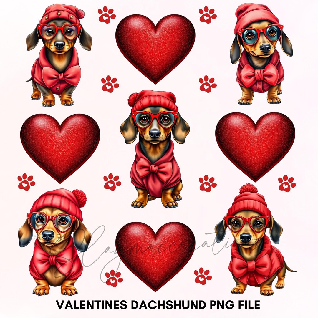 Valentine Dachshund Dog Coquette PNG, Valentine Dog Lovers PNG ...