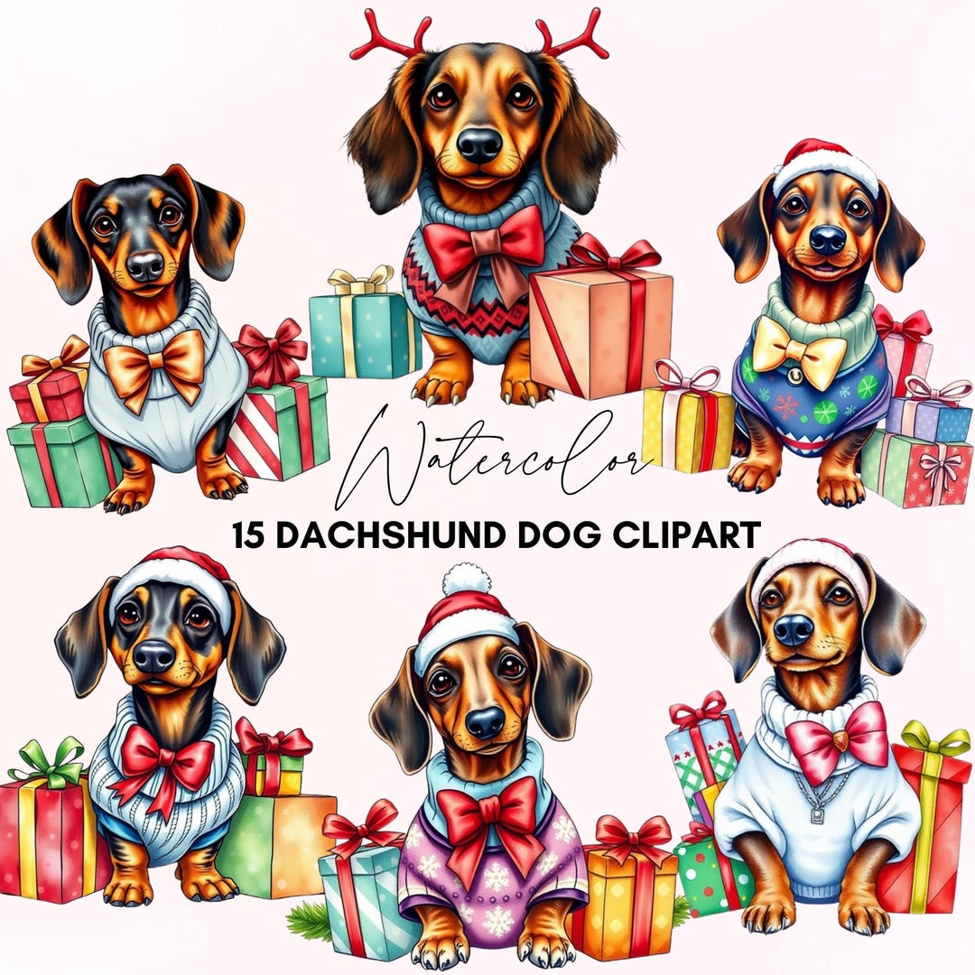 Christmas Dachshund Clipart, Christmas Pet, Dachshund Dog PNG ...