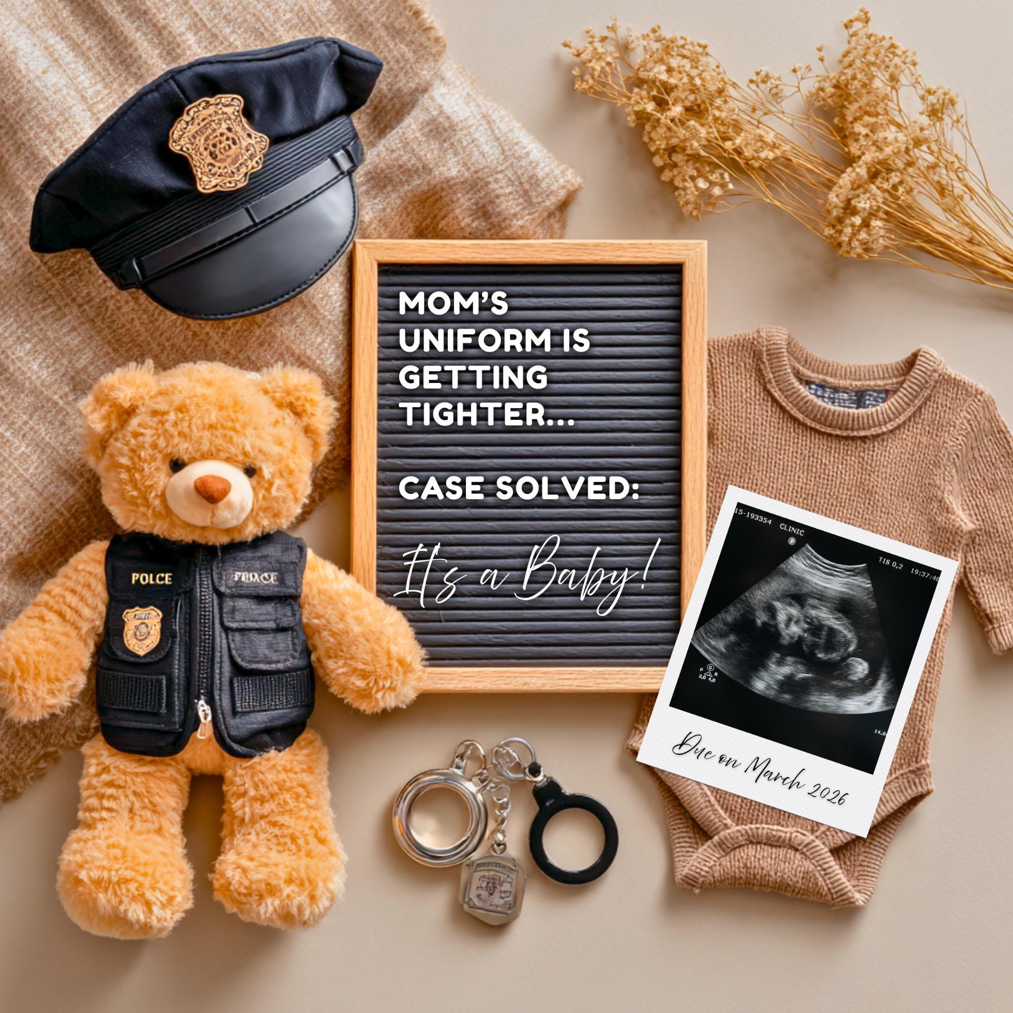 Police Officer Baby Announcement, Cop Pregnancy Announcement Template ...
