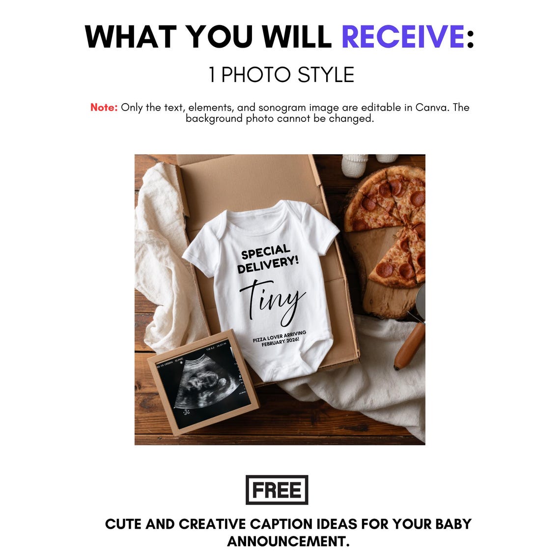 Pizza Pregnancy Reveal Canva Template, Pizza Pregnancy Announcement ...