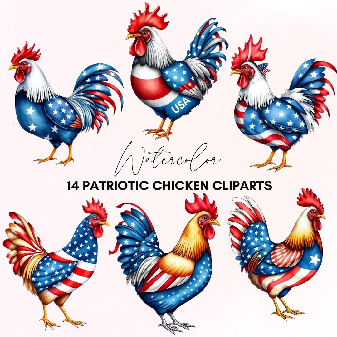 Patriotic USA Chicken PNG, 4th of July Chicken Clipart, American Flag ...