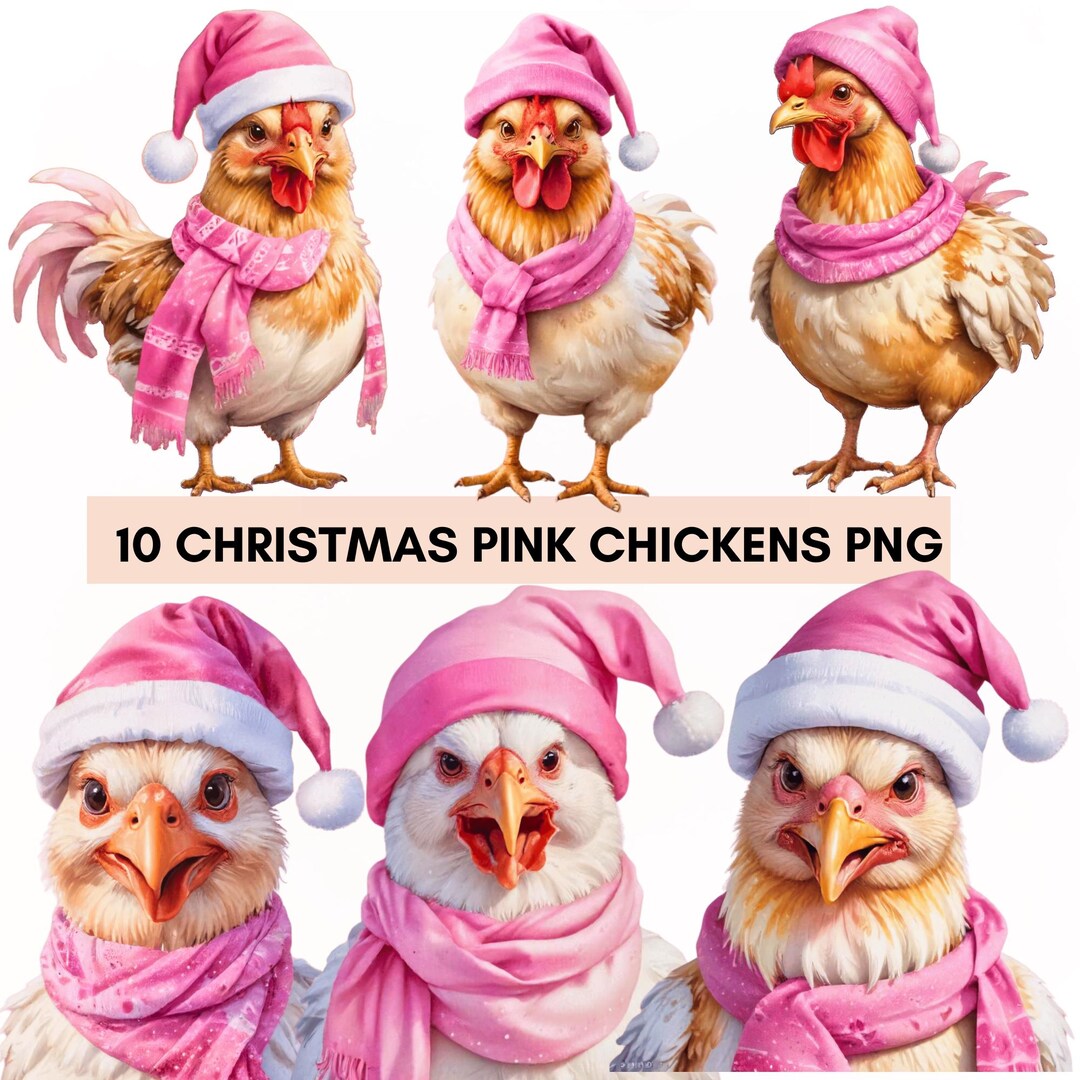 Festive Christmas Chickens PNG Clipart, Chicken Christmas Png Bundle ...