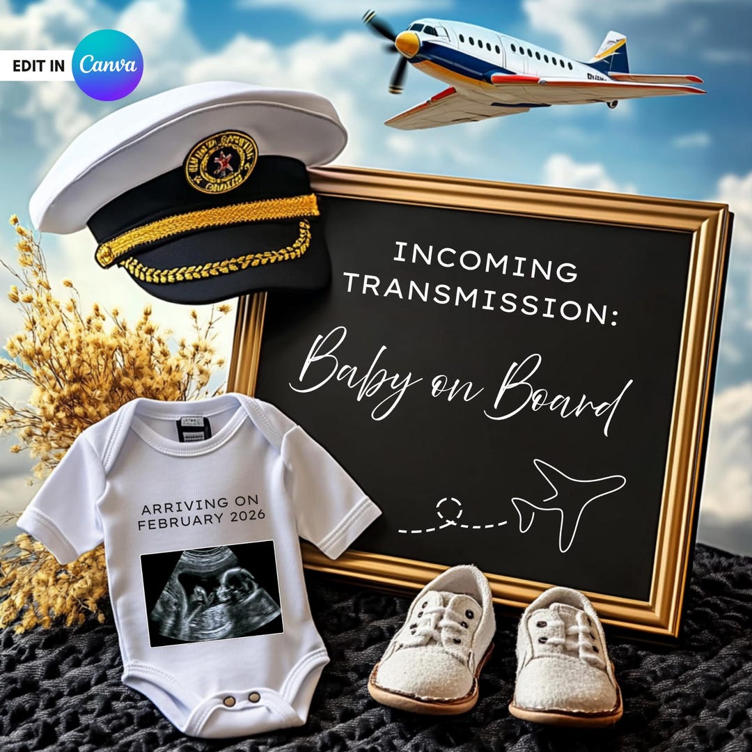Pilot Pregnancy Announcement Template, Pilot Baby Announcement, Pilot ...