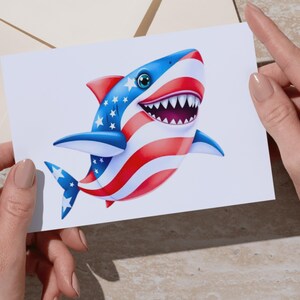 Patriotic Shark Clipart Bundle: 4th of July PNG Designs (digital ...