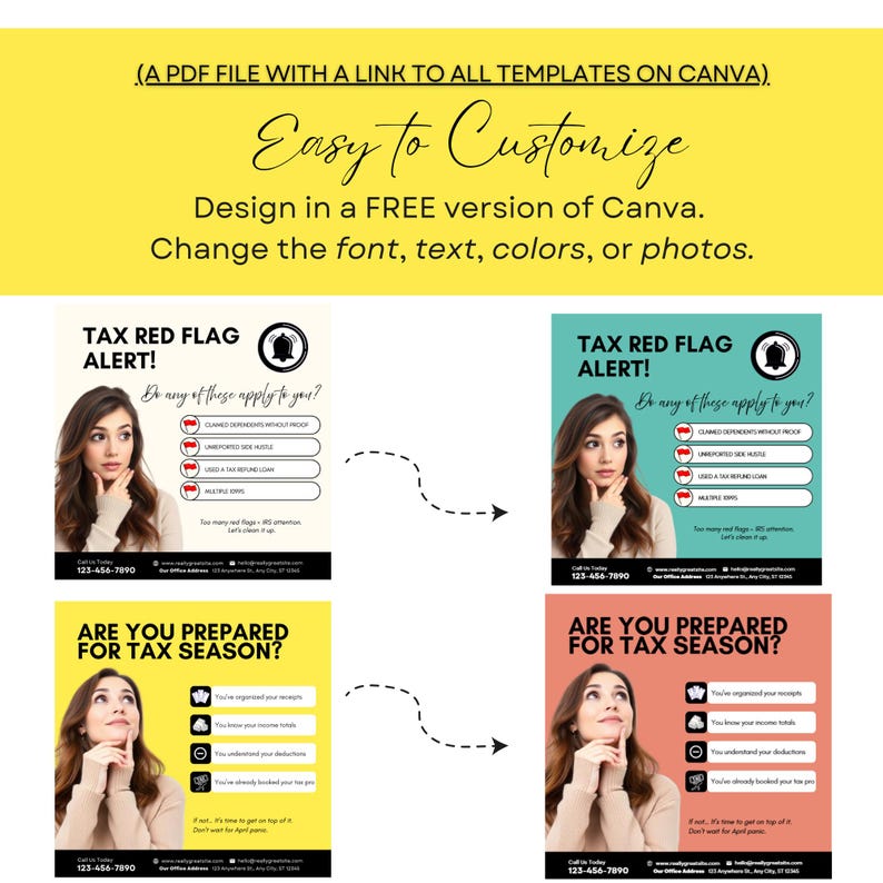 Tax Preparer Engagement Post Templates, 40 Editable Canva Tax Prep ...
