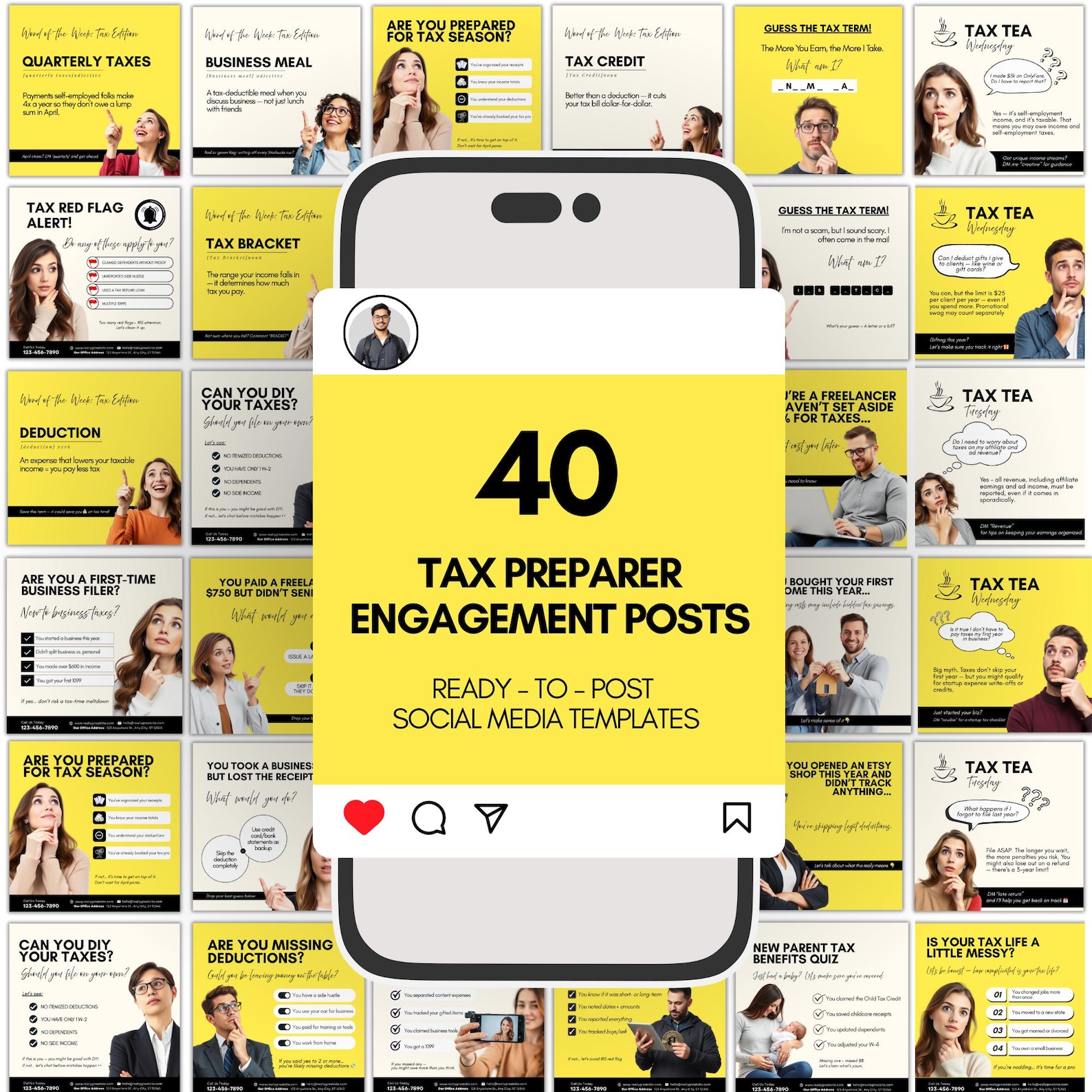 Tax Preparer Engagement Post Templates, 40 Editable Canva Tax Prep ...