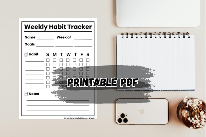 Weekly Habit Tracker Printable | Minimal PDF | Track Routines, Habits ...