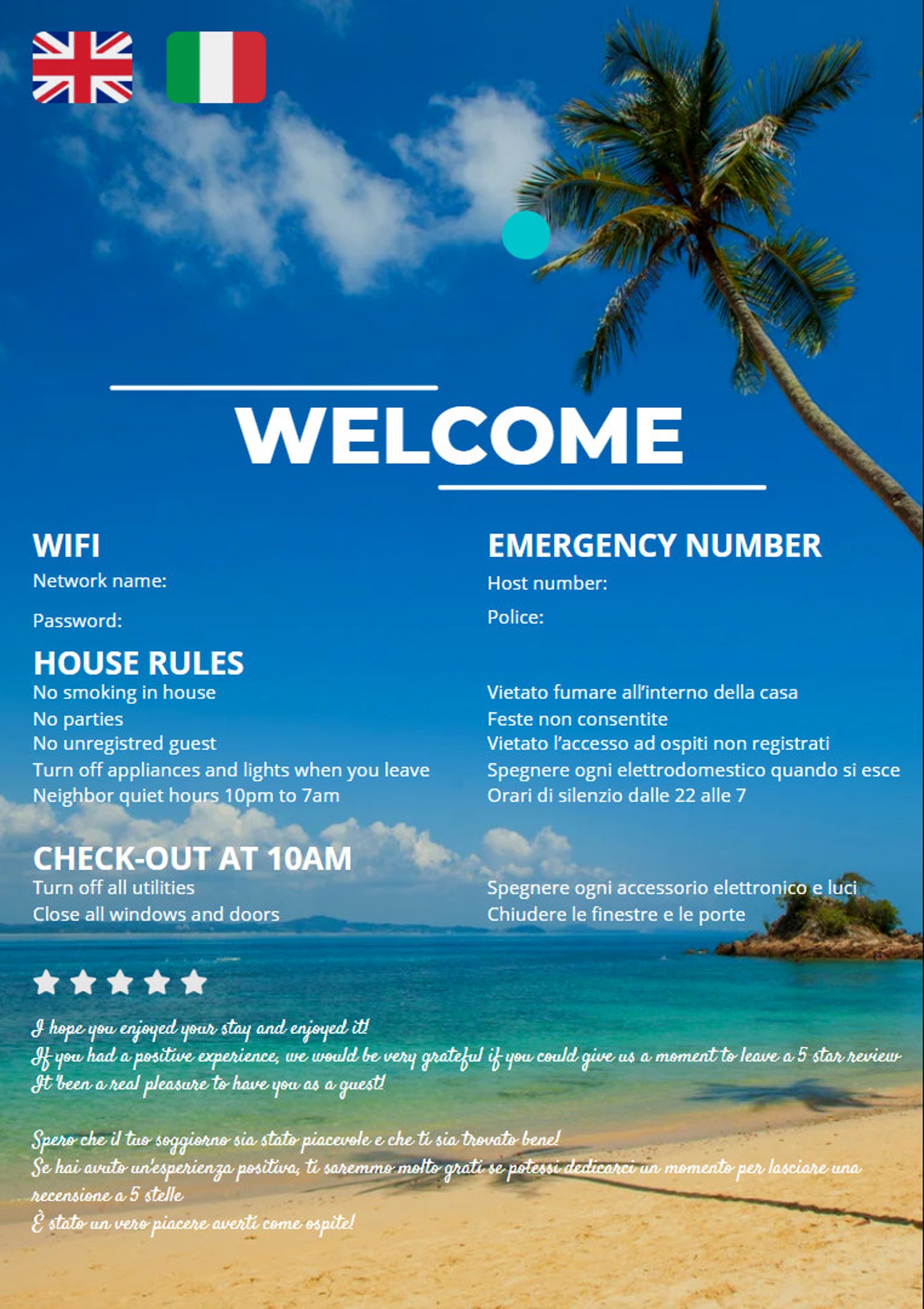Welcome and Rules Template for Airbnb & Booking Hosts | Editable Canva ...