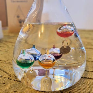 Teardrop Galileo Thermometer 11cm Decorative Glass Temperature Gauge ...
