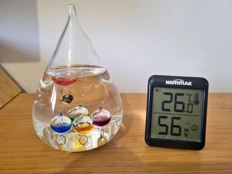 Teardrop Galileo Thermometer 11cm Decorative Glass Temperature Gauge ...