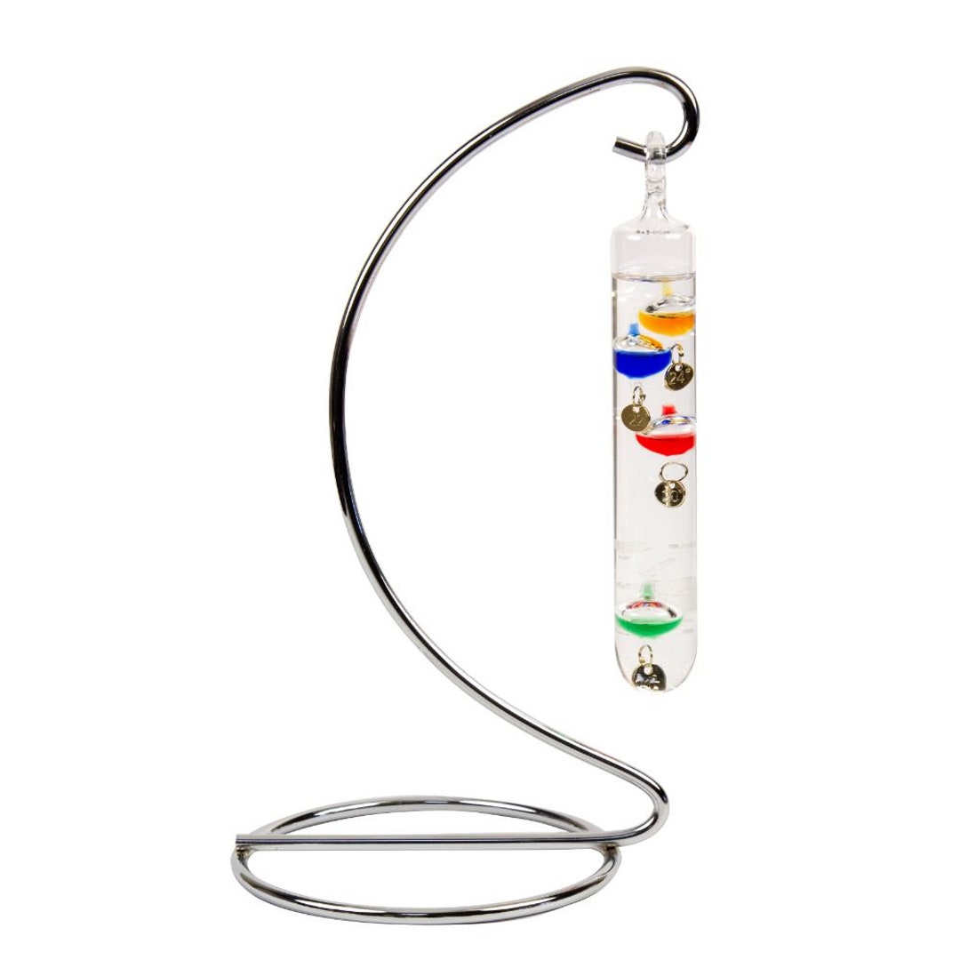 Galileo Thermometer on Metal Stand 24cm - Decorative Glass Temperature ...
