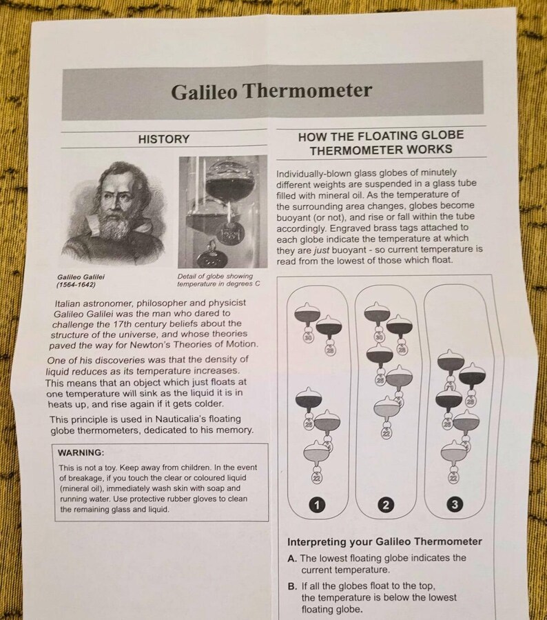 Teardrop Galileo Thermometer 11cm Decorative Glass Temperature Gauge ...
