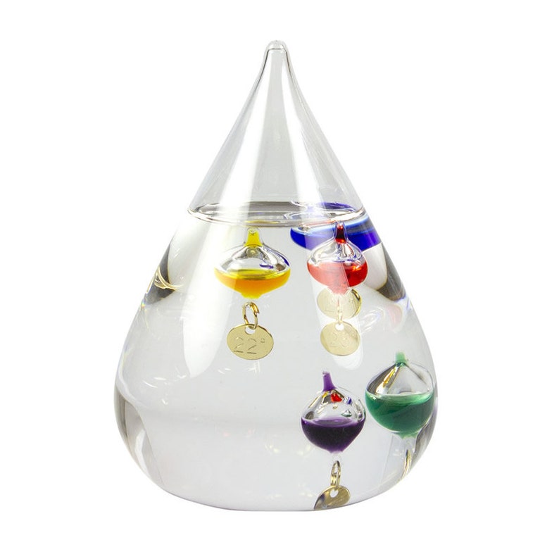 Teardrop Galileo Thermometer 11cm Decorative Glass Temperature Gauge ...