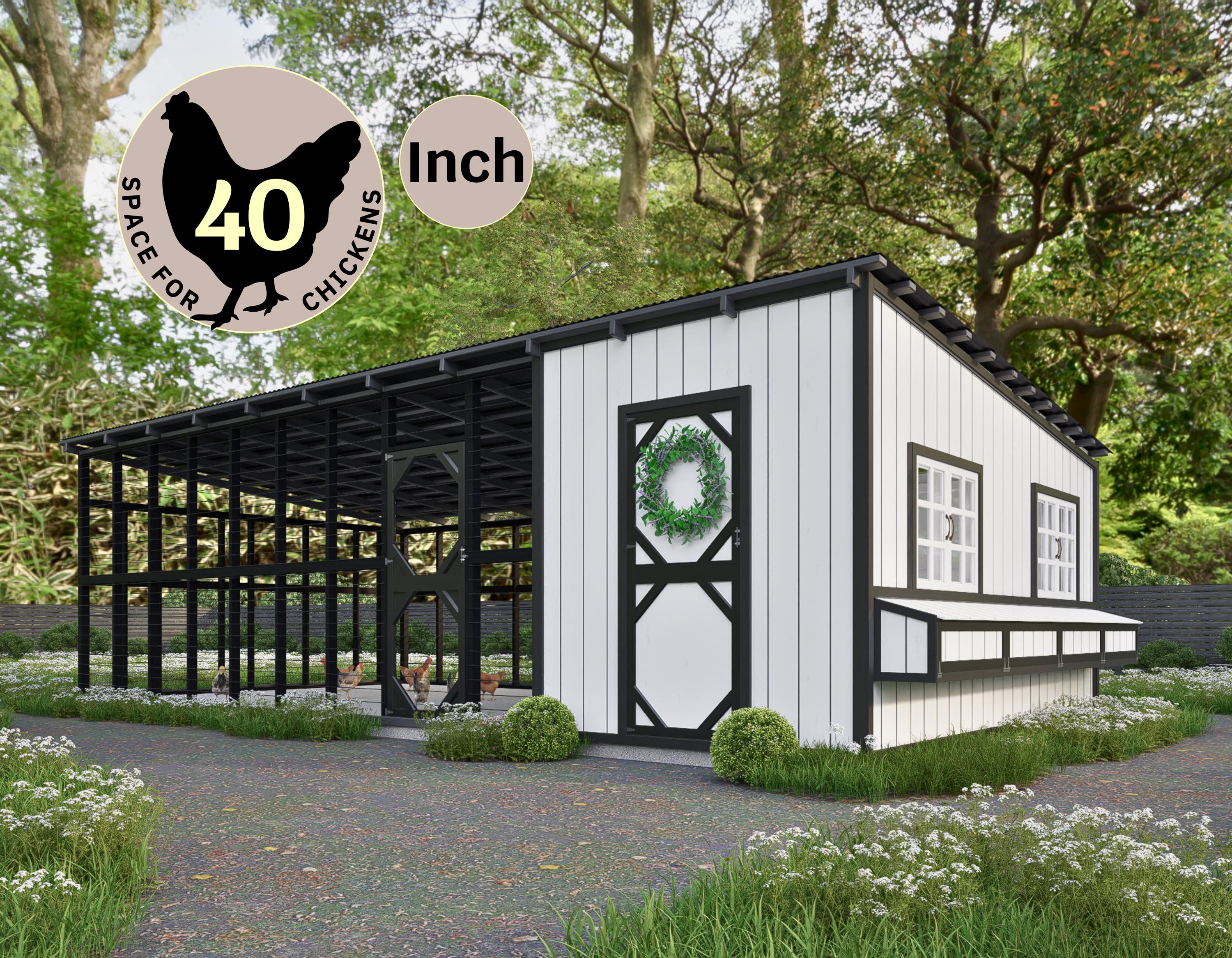 Chicken Coop Build Plan PDF, XL Walk-in Coop for 40 Chickens, DIY ...