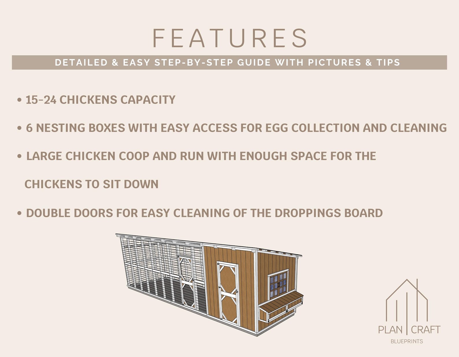 Chicken Coop Build Plan PDF, DIY Walk-in Chicken Coop for 15-25 ...