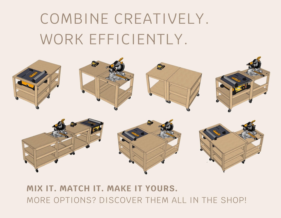 4pcs Workbench Plans, Workshop PDF, DIY Garage Workbench, Miter Saw ...