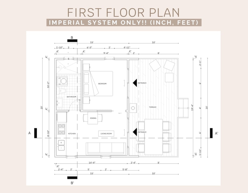 Cabin House Plan, Cottage Floor Plans, Tiny House Plans PDF, Modern Cabin DIY Plans, Guest House ...