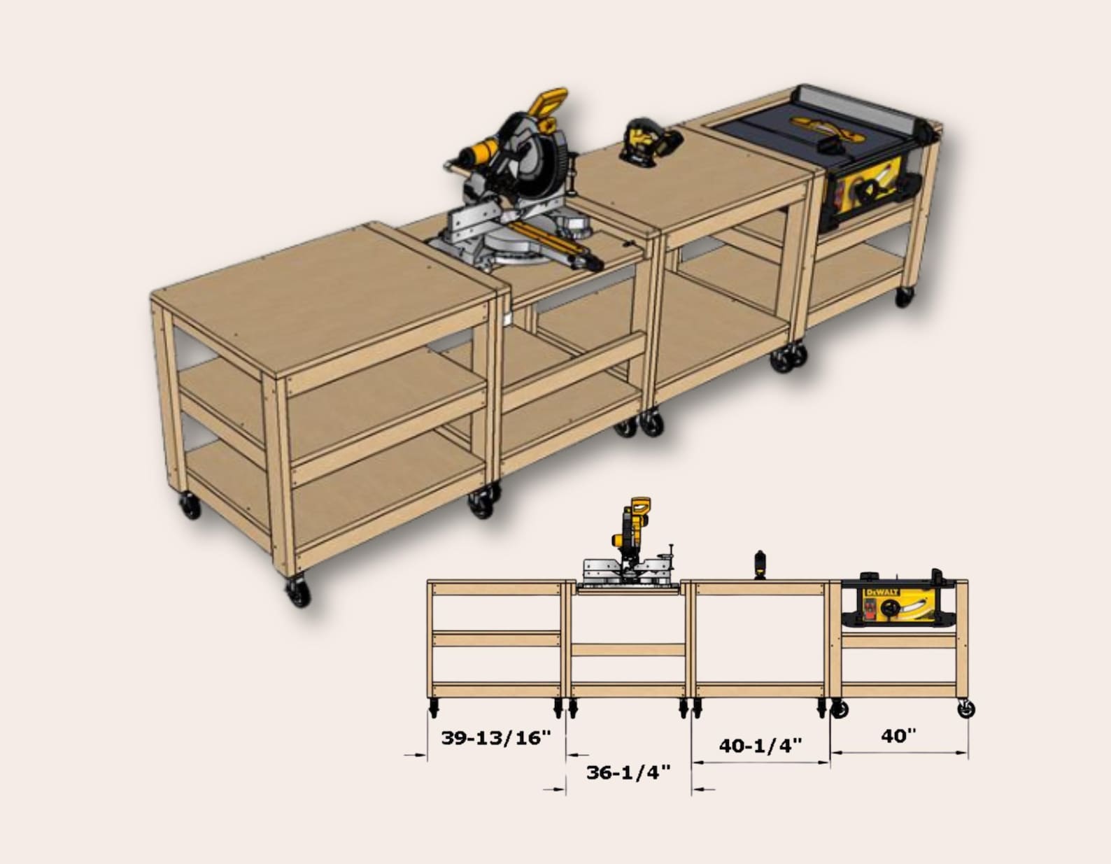 4pcs Workbench Plans, Workshop PDF, DIY Garage Workbench, Miter Saw ...