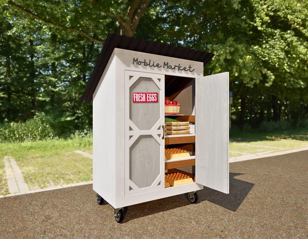 2 IN 1 Farm Stand Plans, DIY Roadside Produce Stand, Mobile Market Cart ...