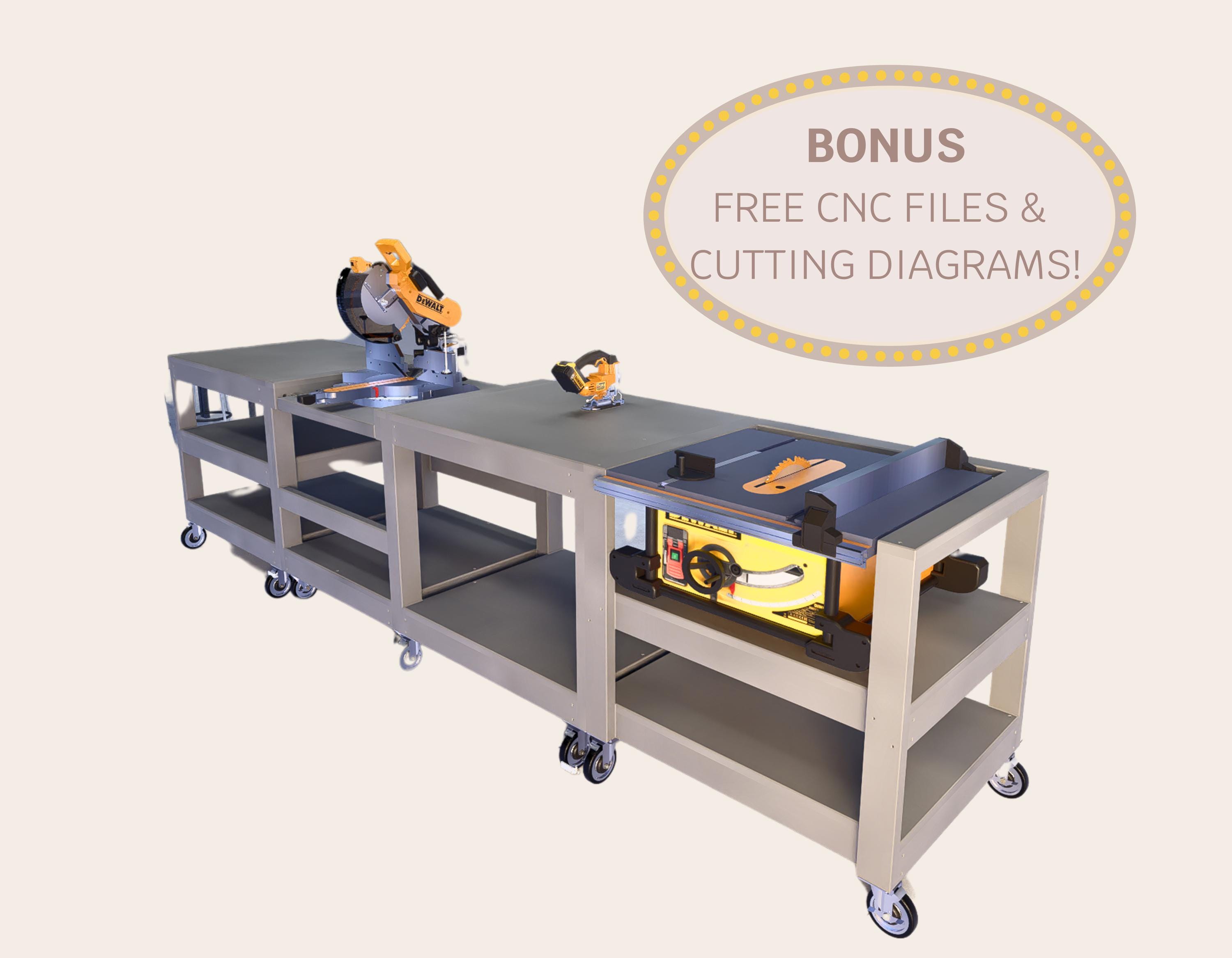 4pcs Workbench Plans, Workshop PDF, DIY Garage Workbench, Miter Saw ...